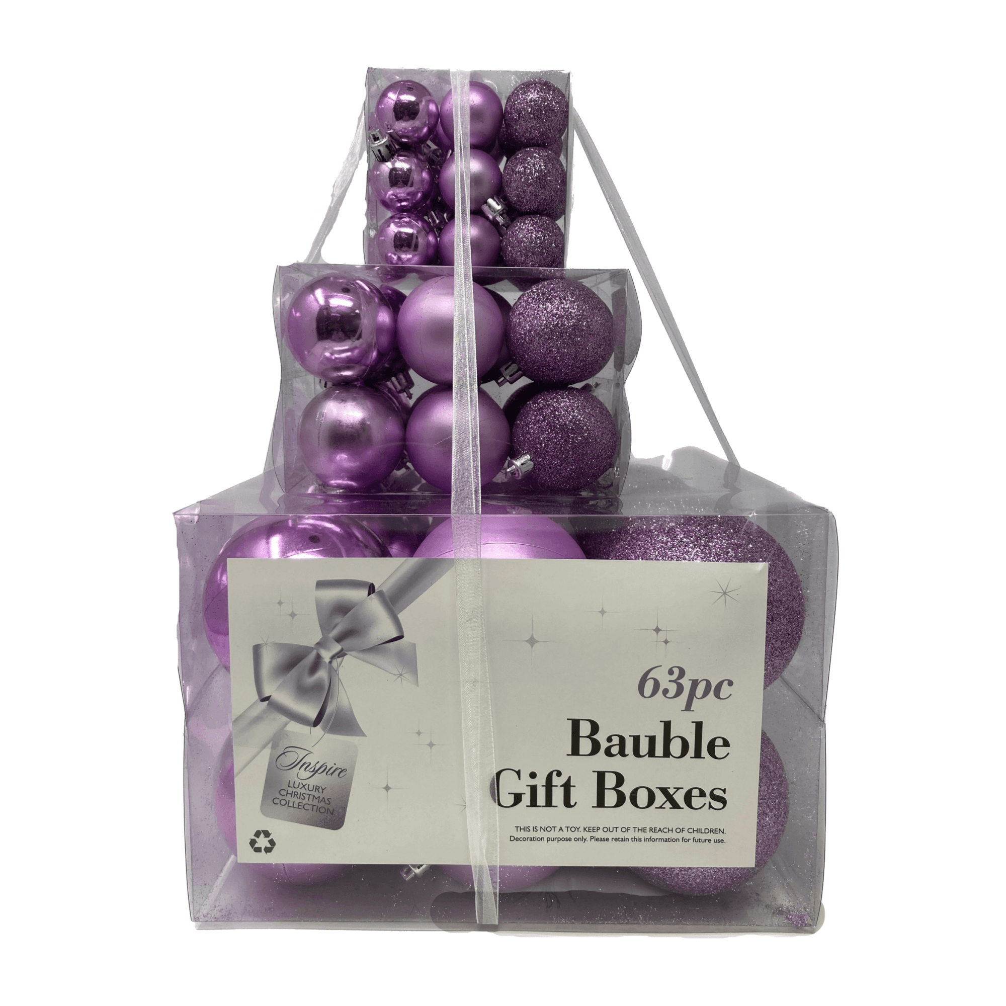 Christmas Sparkle Gift Box of 63 Baubles - Violet – Lewis's